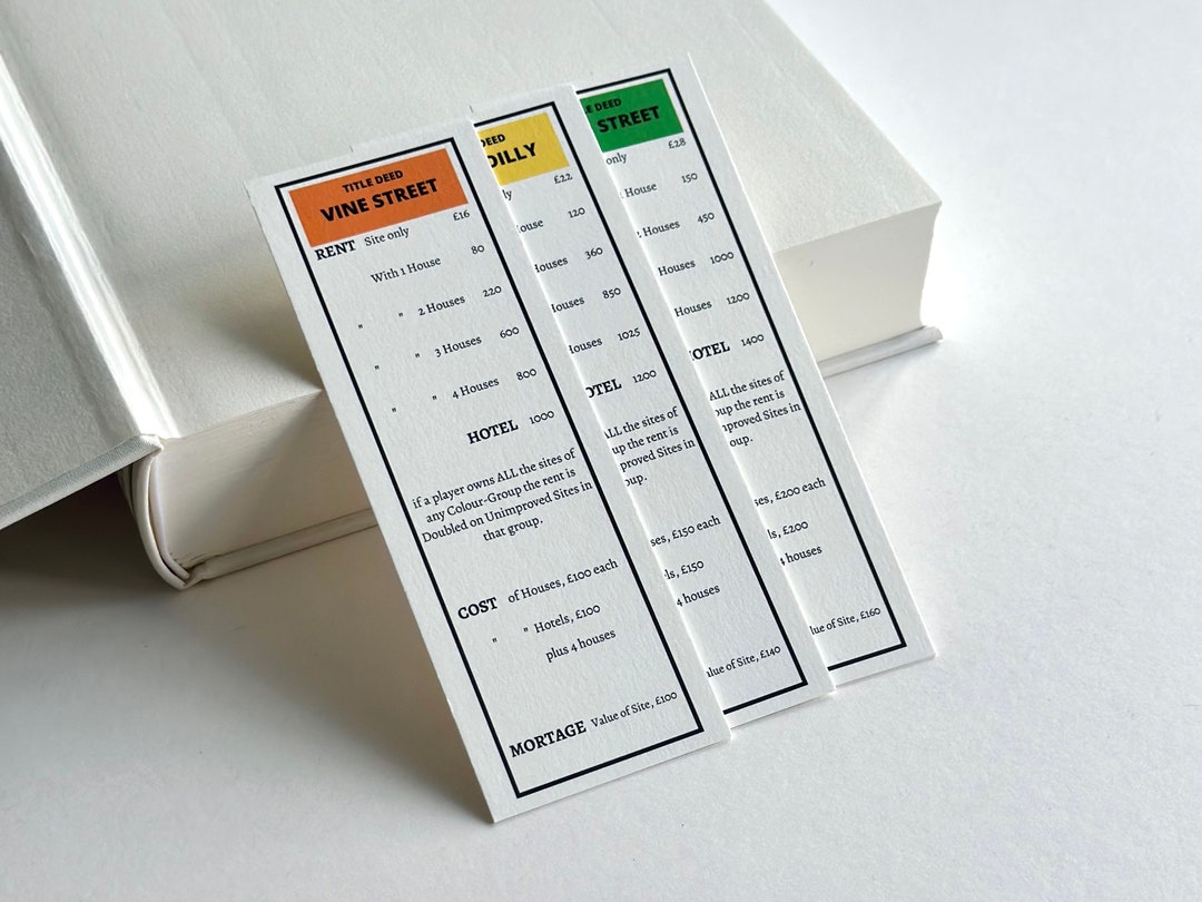 Monopoly Bookmark Set, Gifts for Gamers, Board Game Gifts, Quirky ...