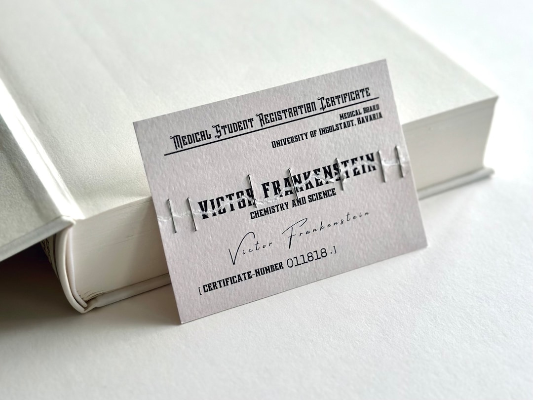 Victor Frankenstein Bookmark: Gothic Horror Cosplay Prop - Etsy