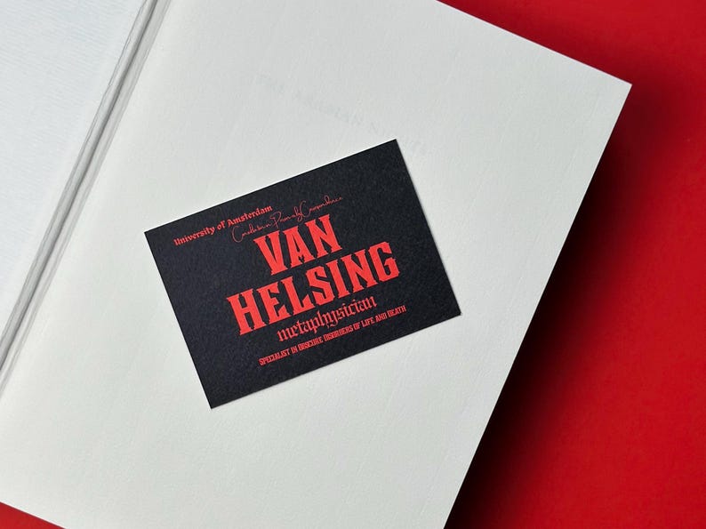 Van Helsing Horror Business Card Bookmark – Dracula Gothic Inspired A7 ...
