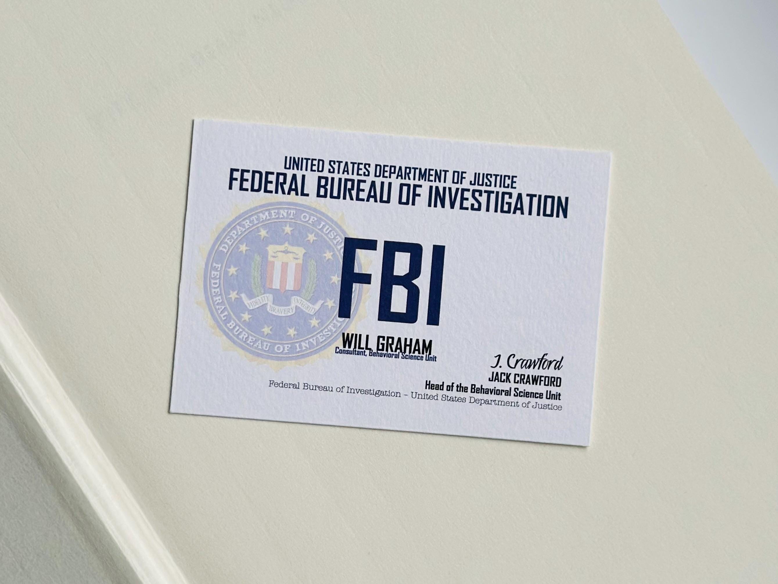 Will Graham FBI Bookmark - Hannibal TV Show, Business Card & Costume ...