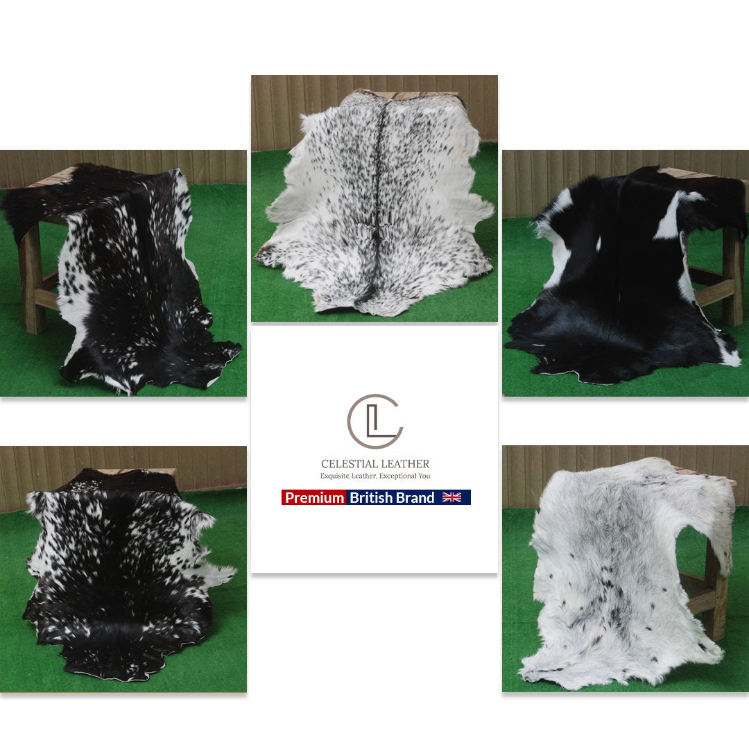 Genuine Black and White Goat Skin Throw Home Salt & Paper Home Decor ...