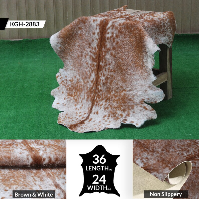 Brown and White Genuine Goat Hide Rugs Premium Hair-on Goat Skin 100% ...