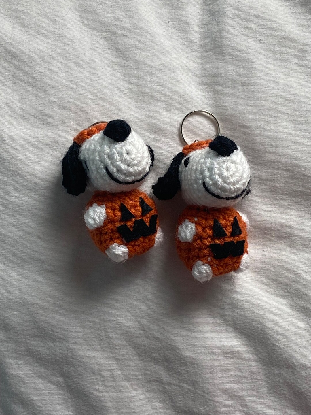 Snoopy Pumpkin Keychains Crochet Snoopy Keychains Halloween Charms - Etsy