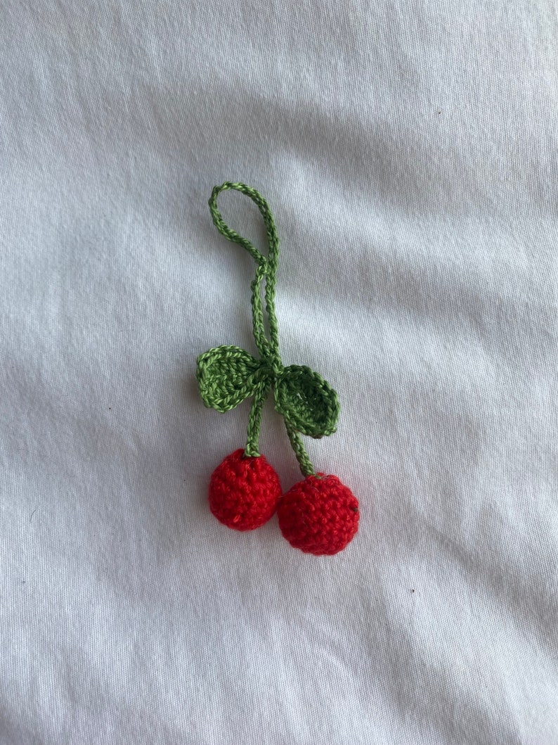 Cherry Purse Charm | Crochet Cherries | Crochet Purse Charm - Etsy