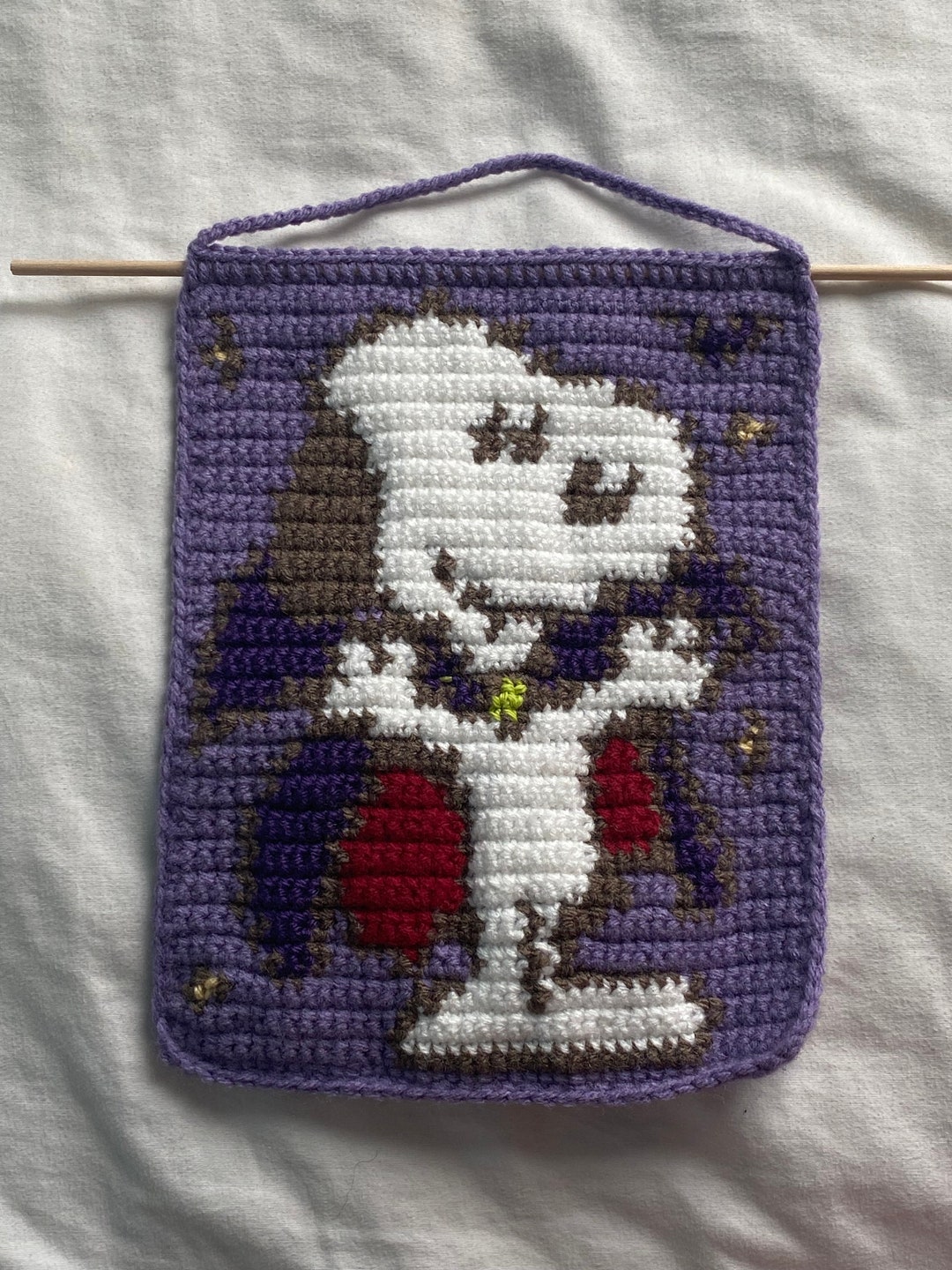 Crochet Dracula Snoopy Tapestry | Halloween Tapestry Crochet | Wall ...