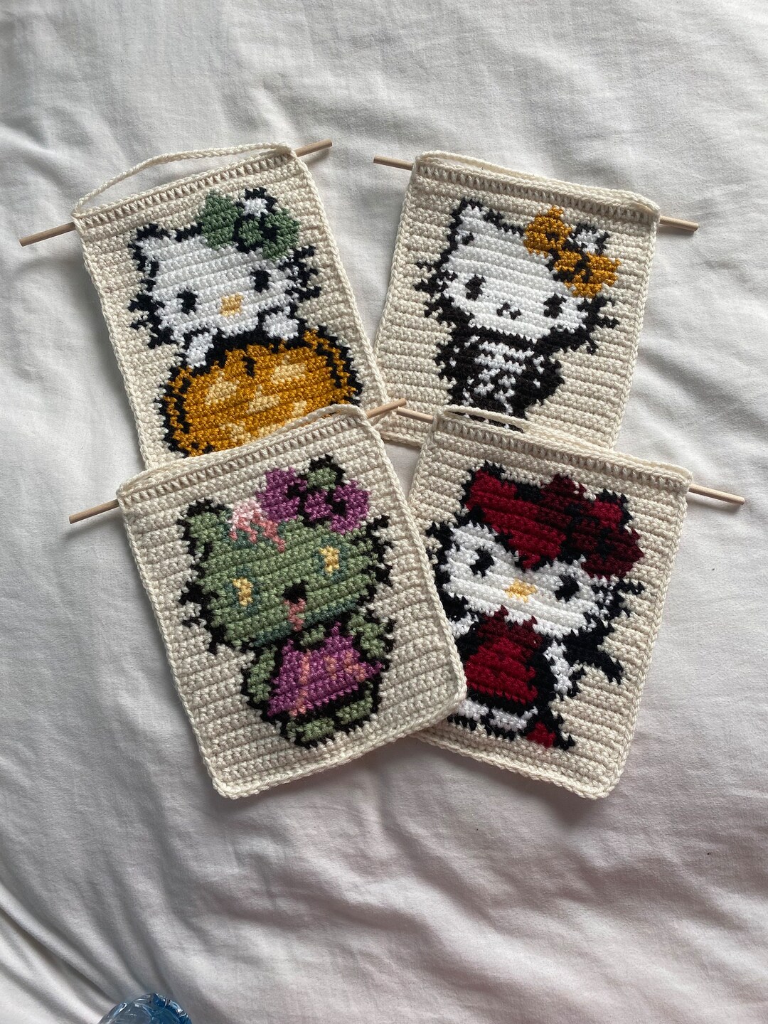Crochet Hello Kitty Tapestry | Sanrio Hello Kitty Pumpkin Tapestry ...