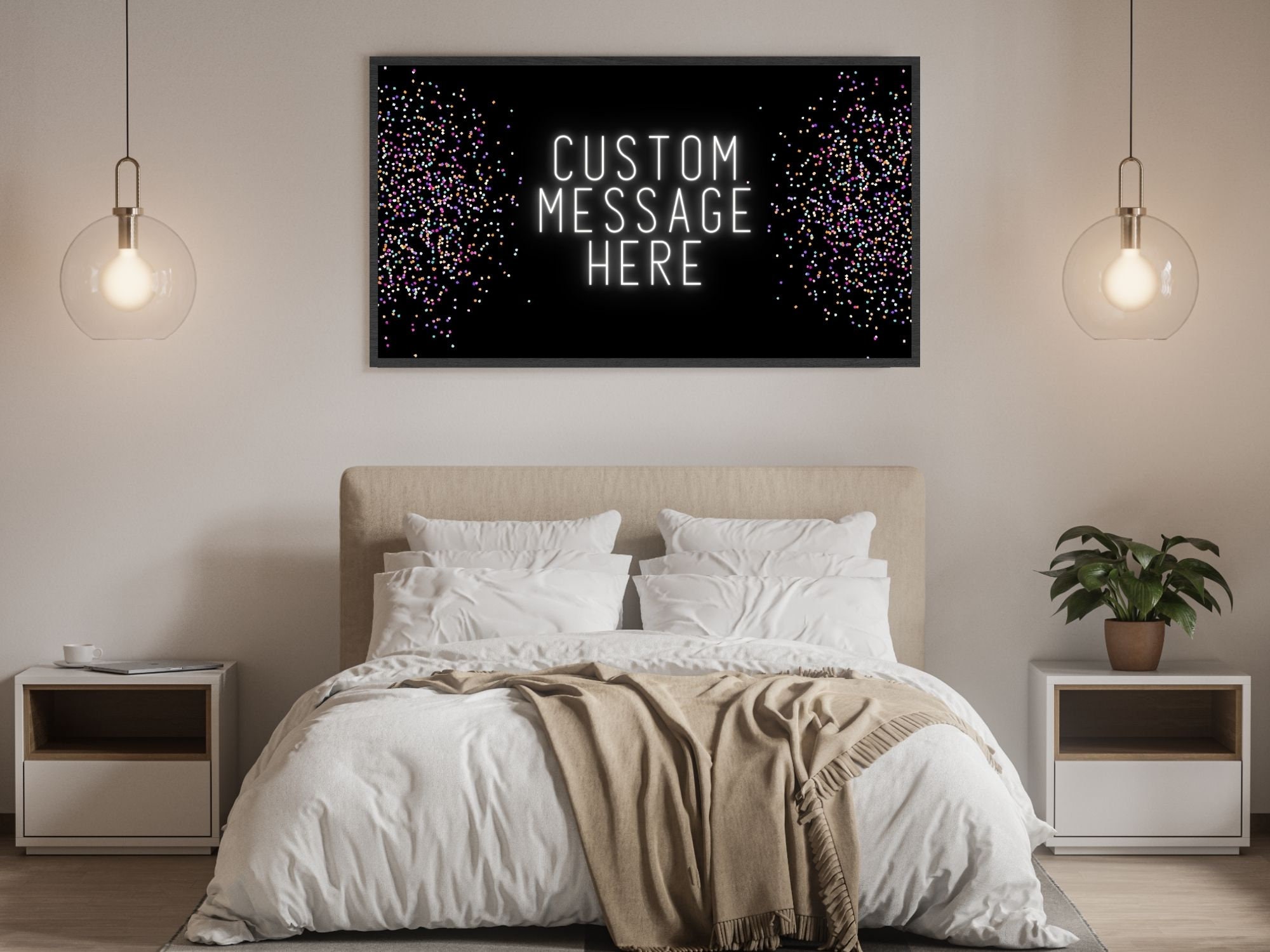 Samsung Frame TV Art, Personalized, Custom Message Image, Glowing ...