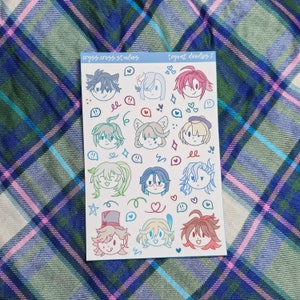 Genshin Impact Doodle Sticker Sheet Wriothesley Shenhe Heizou Alhaitham ...