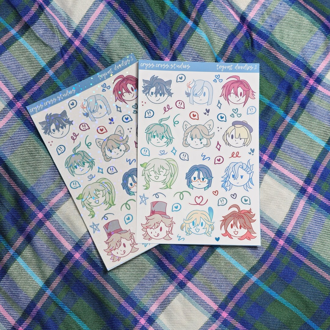 Genshin Impact Doodle Sticker Sheet Wriothesley Shenhe Heizou Alhaitham ...