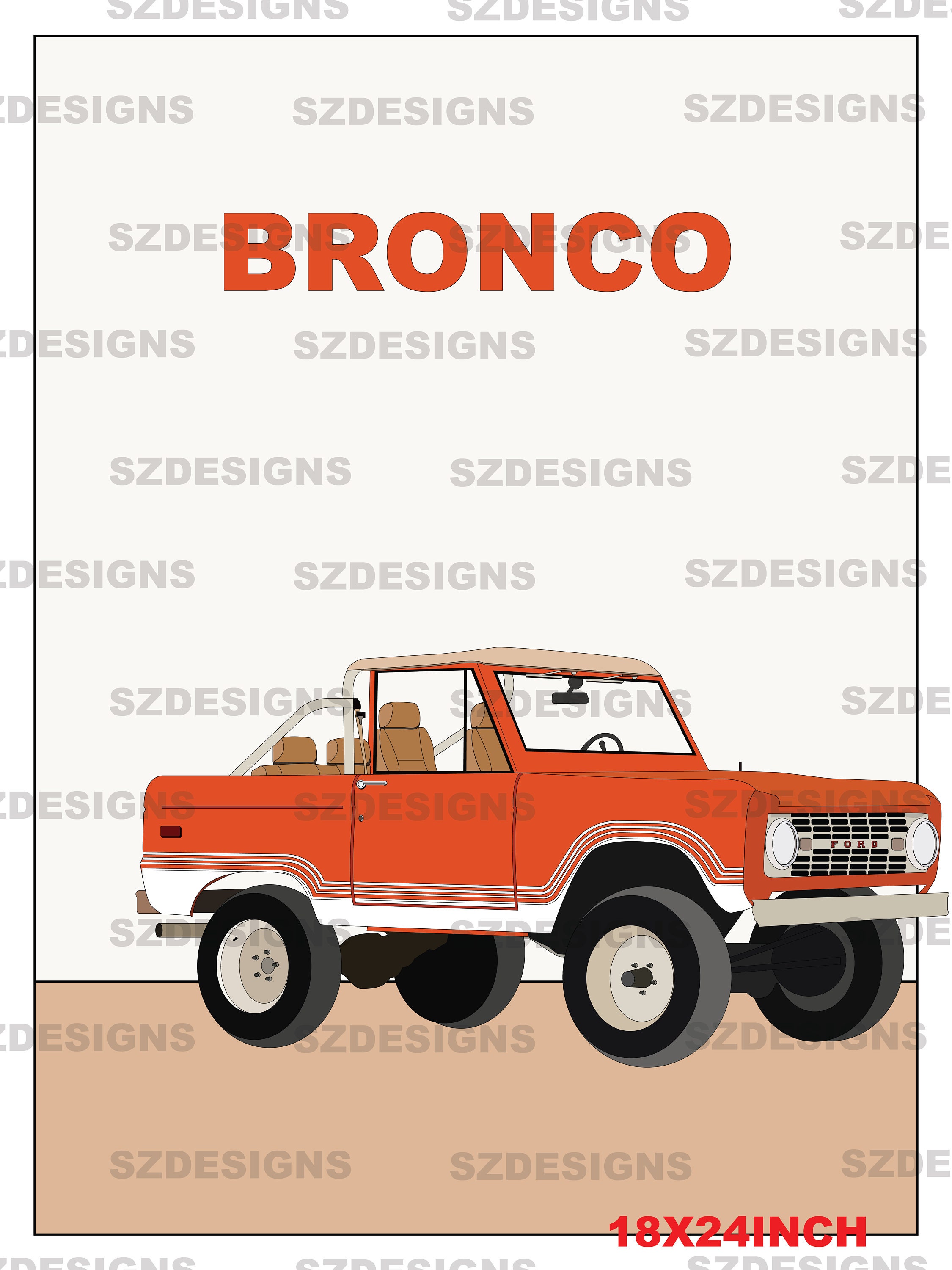 Ford Bronco Poster Digital Download Vintage Car Art Print - Etsy