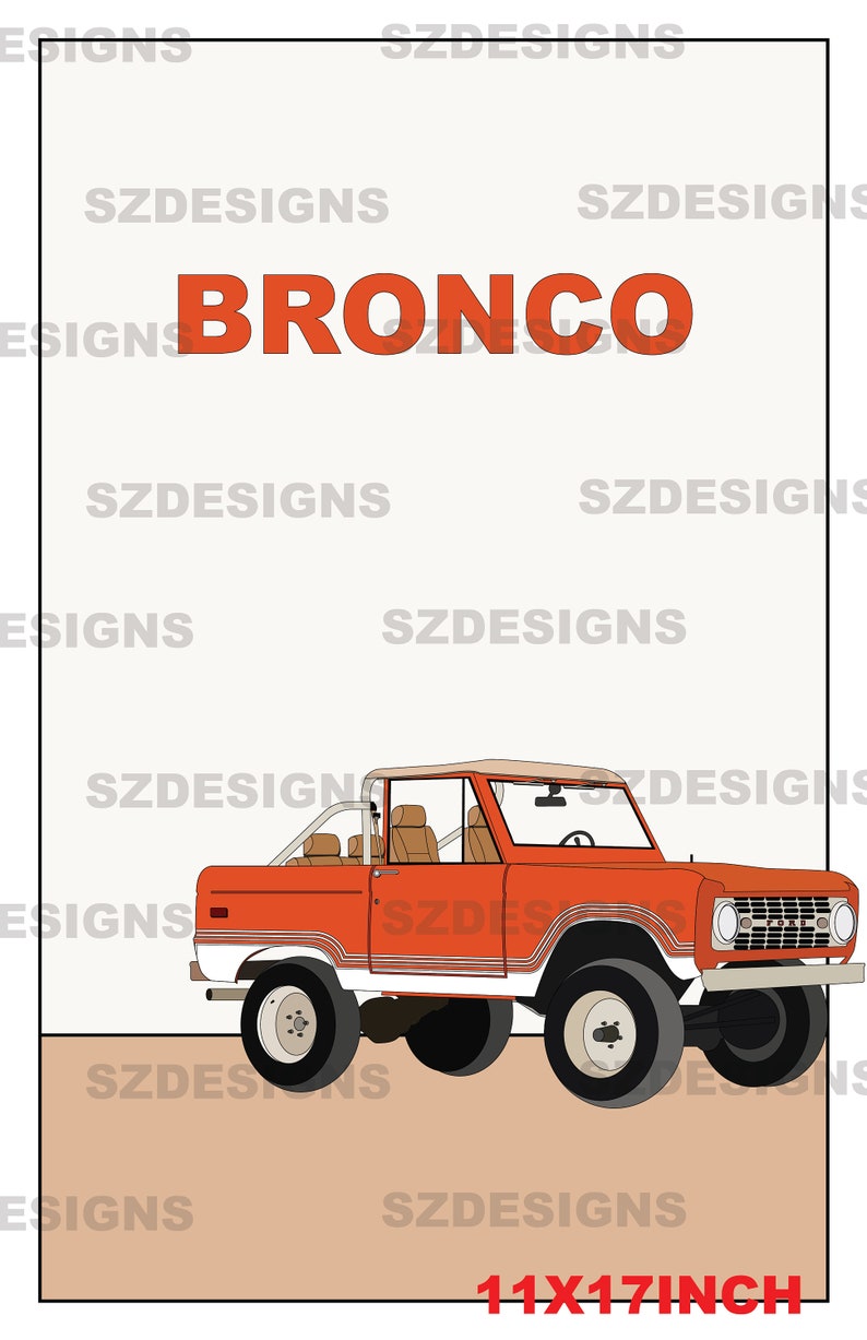 Ford Bronco Poster Digital Download Vintage Car Art Print Instant ...