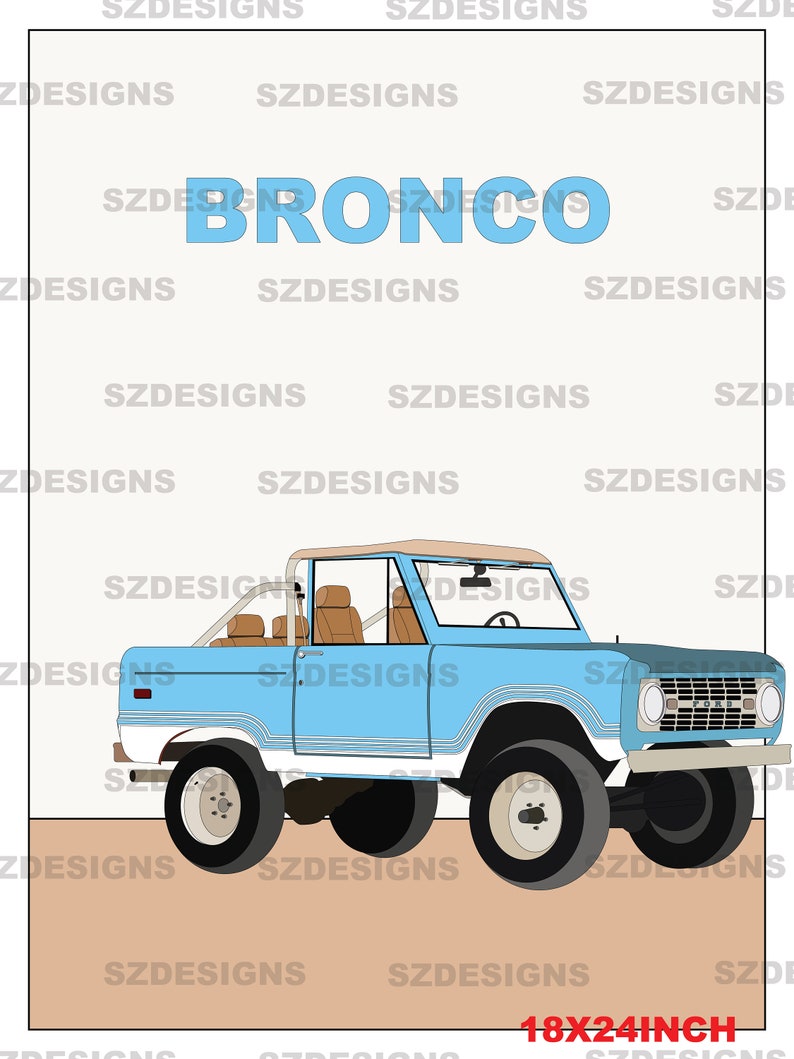 Ford Bronco Poster Digital Download Vintage Car Art Print Instant ...