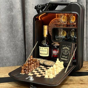 20 L Custom Jerry Can Mini Bar for a Gift, Chess Set Present for the ...