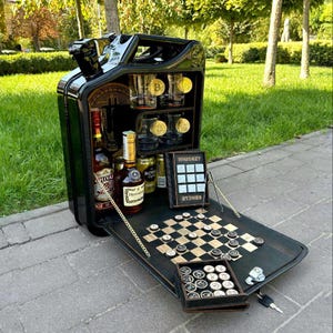 20 L Custom Jerry Can Mini Bar for a Gift, Chess Set Present for the ...