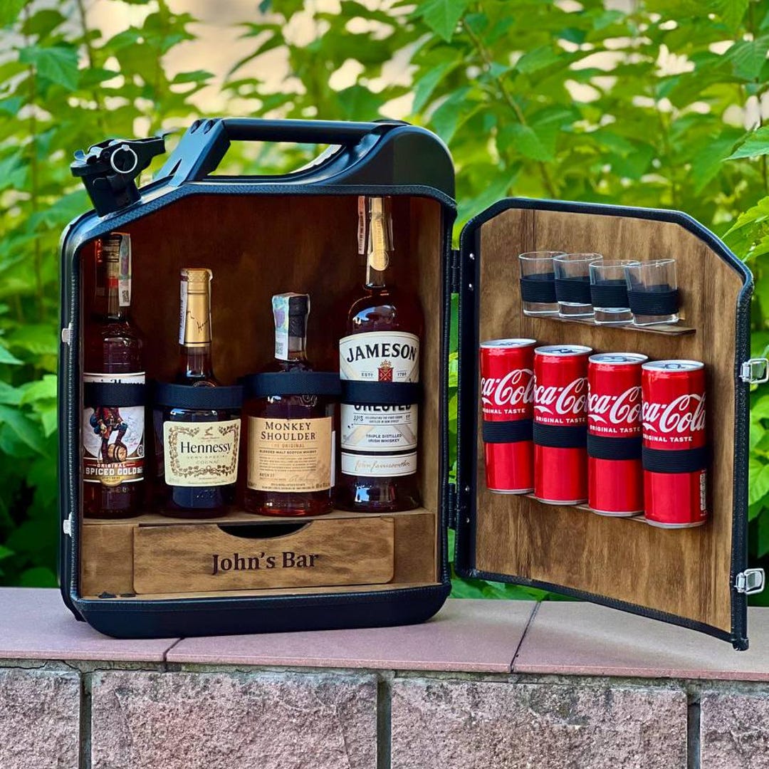 Custom Jerry Can Mini Bar With LED Light, Liquor Cabinet for Home or ...