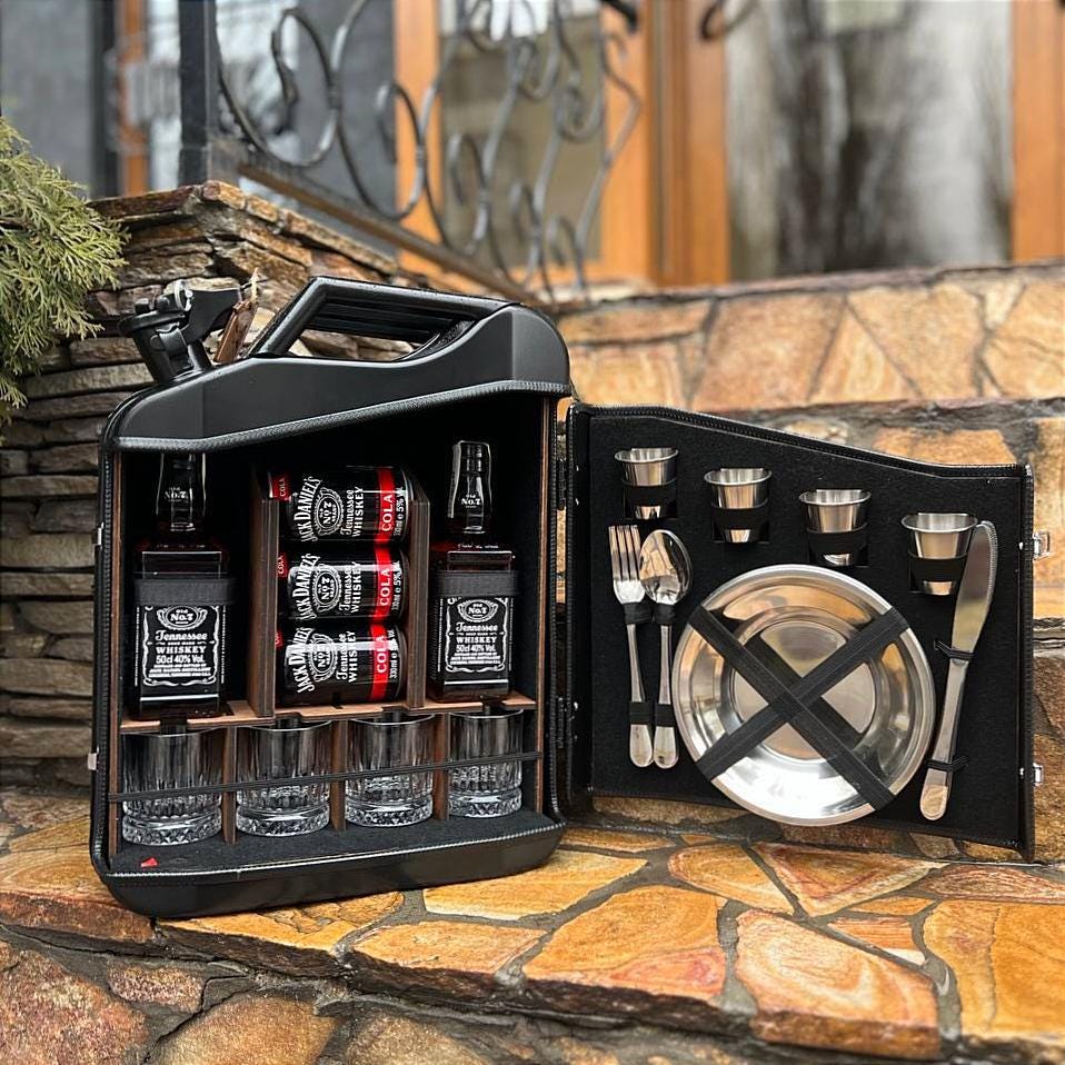 20 L Black Matte Mini Bar Jerry Can, Metal Mini Bar With Wood Inside ...
