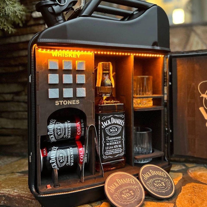 20L Jerry Can Whiskey Mini Bar Set, Custom Fuel Bar, Personalized Gift ...