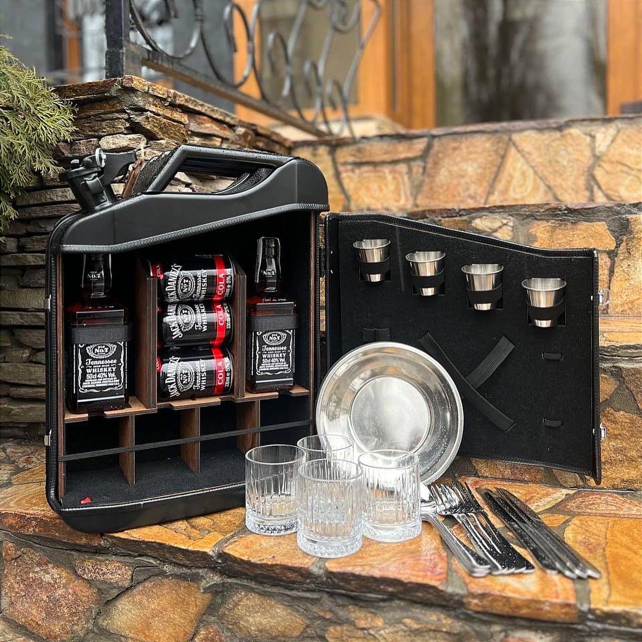 20 L Black Matte Mini Bar Jerry Can, Metal Mini Bar With Wood Inside ...