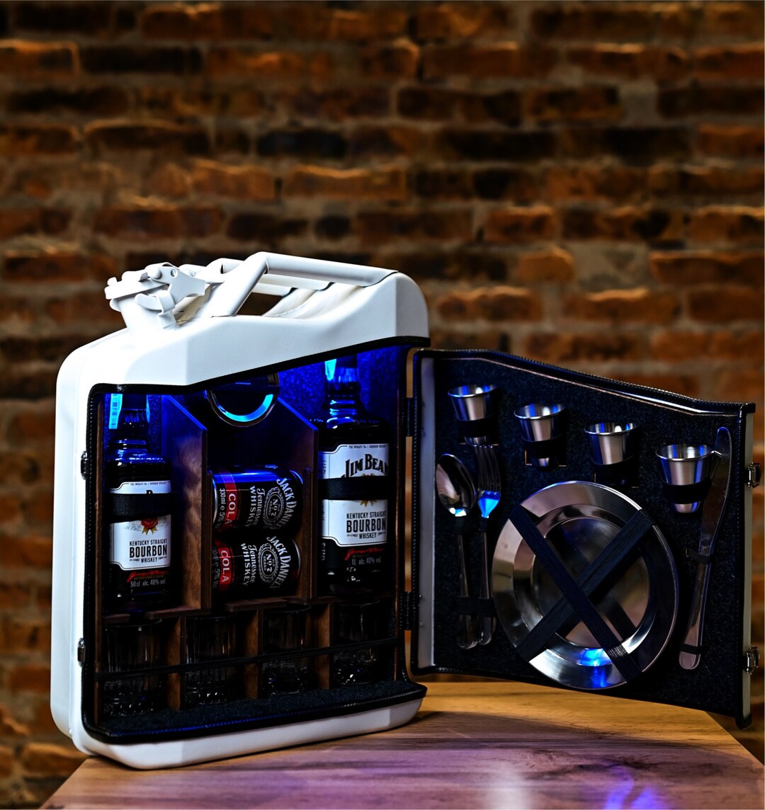 White Matte Mini Bar Jerry Can Metal Mini Bar With Wood - Etsy