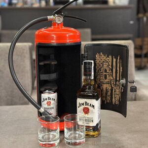 Red Fire Extinguisher Bar With Personal Engraving, Whiskey Minibar for ...
