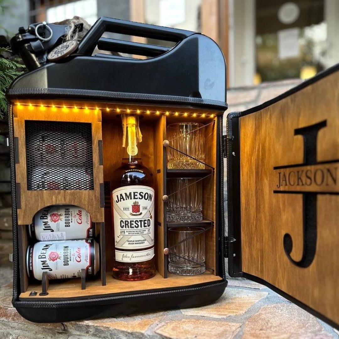 Personalized Fuel Canister Mini Bar, Whiskey Cabinet With Custom ...