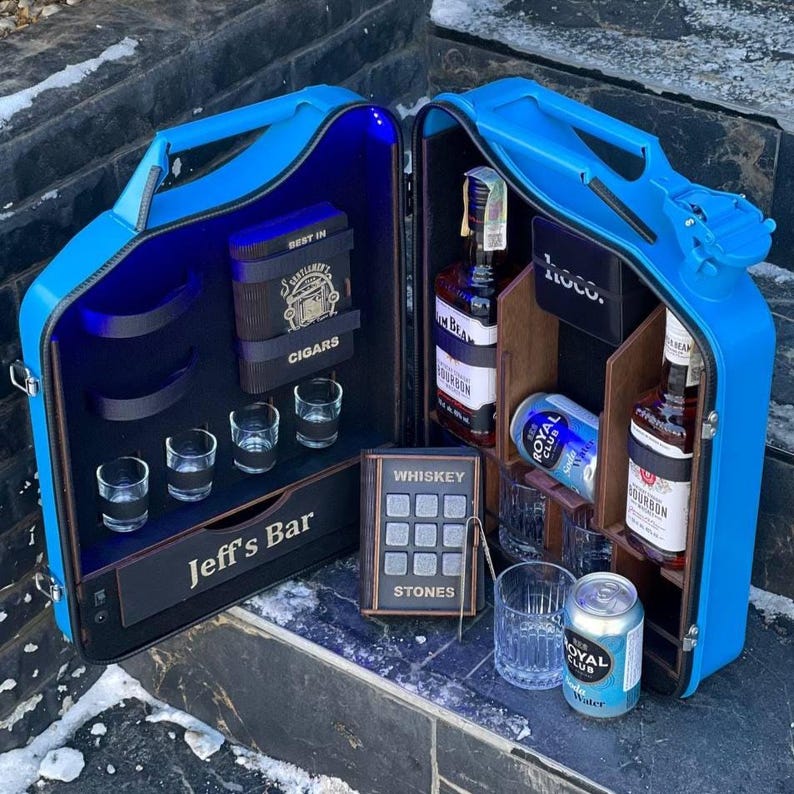 Jerry Can Mini Bar, Handmade Whiskey Gift, Personalized Man Cave Decor ...