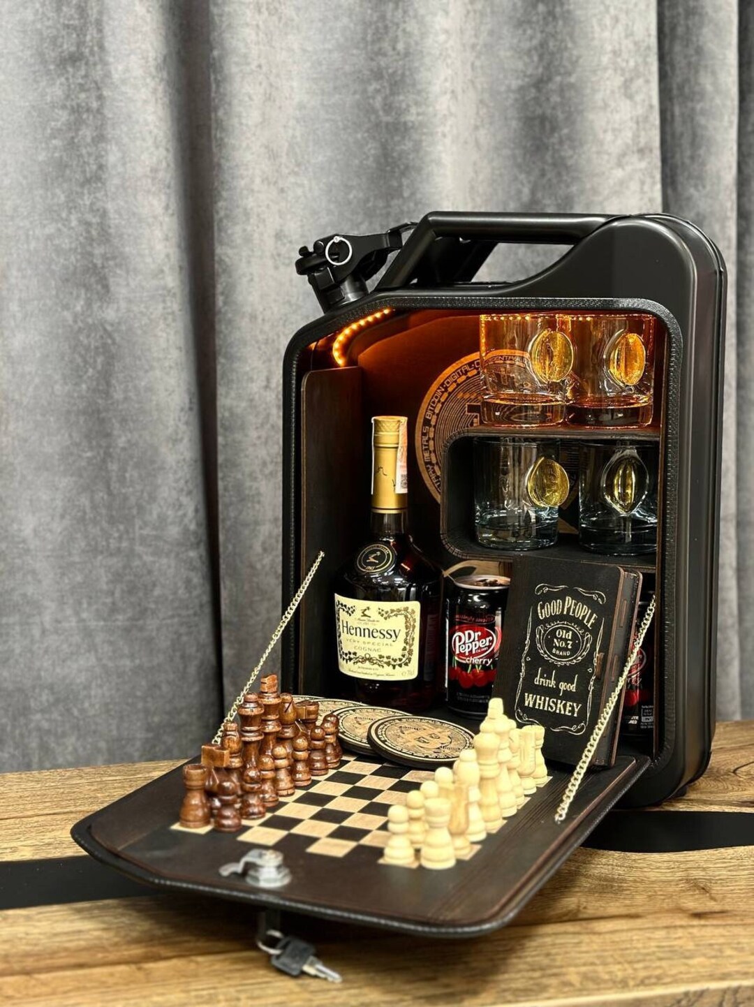 20 L Custom Jerry Can Mini Bar for a Gift, Chess Set Present for the ...