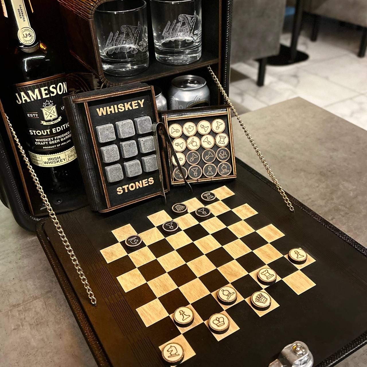 Personalized Jerry Can Mini Bar With Chess Set, Gift for Him - Etsy