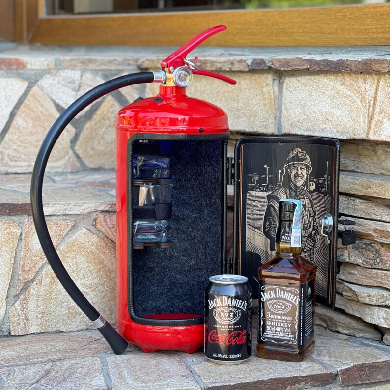 Red Fire Extinguisher Bar With Personal Engraving, Gift for ...
