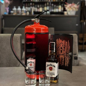Red Fire Extinguisher Bar With Personal Engraving, Whiskey Minibar for ...