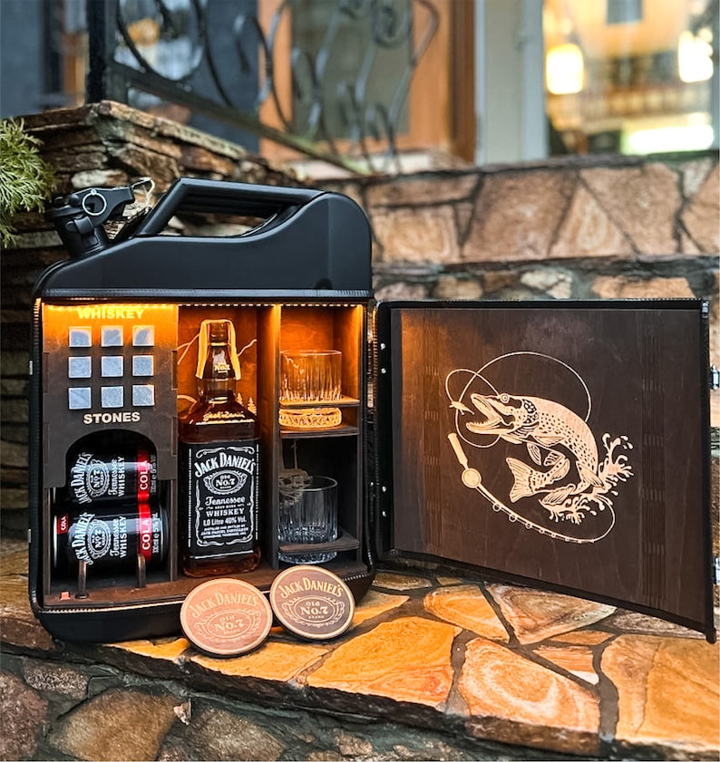 20L Jerry Can Whiskey Mini Bar Set, Custom Fuel Bar, Personalized Gift ...