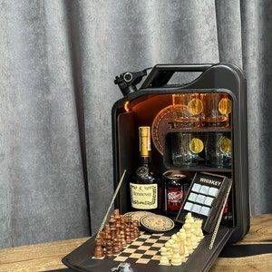 20 L Custom Jerry Can Mini Bar for a Gift, Chess Set Present for the ...