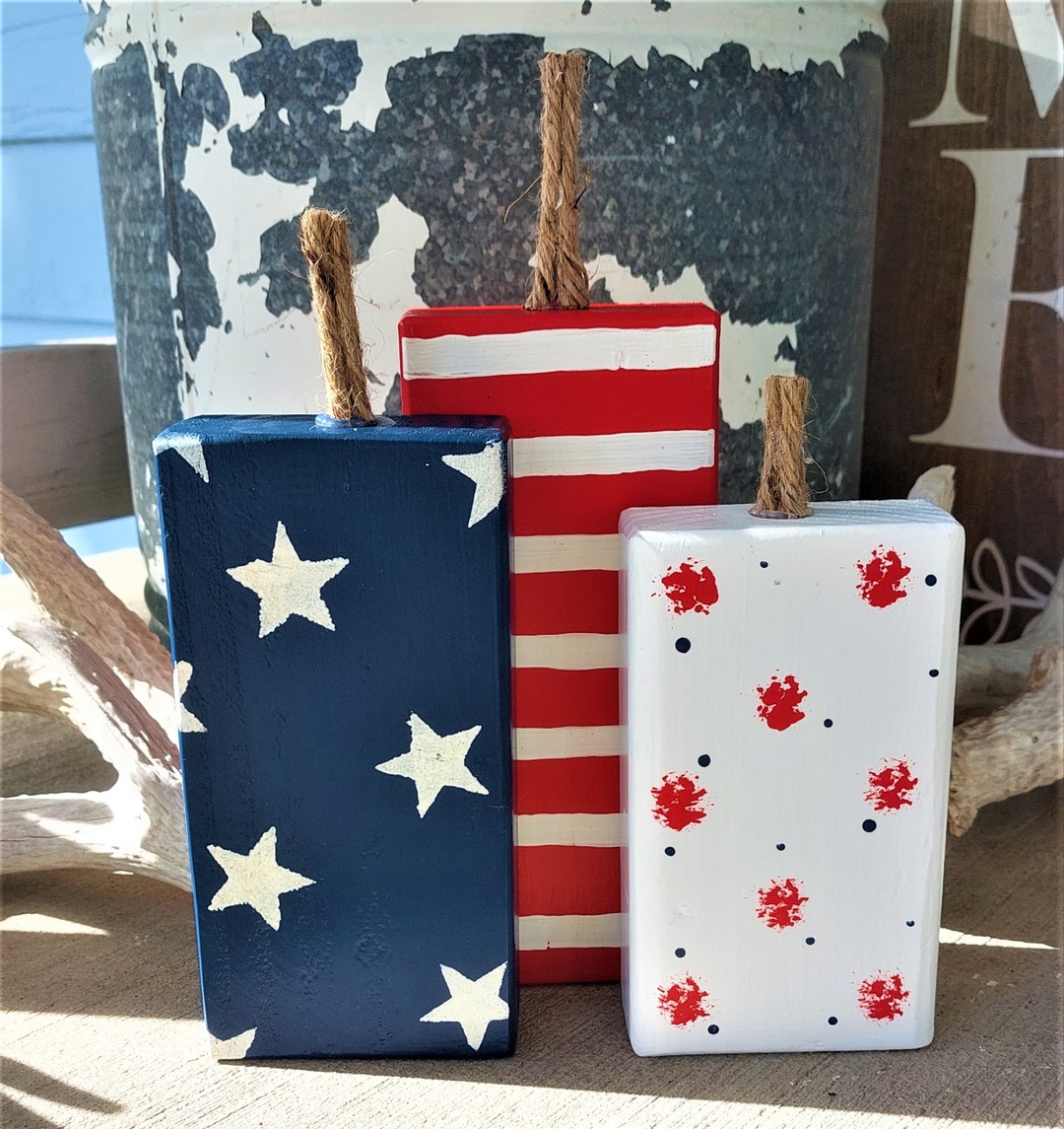 Wooden Fireworks | Fireworks Blocks | 4th of July Decor - Etsy