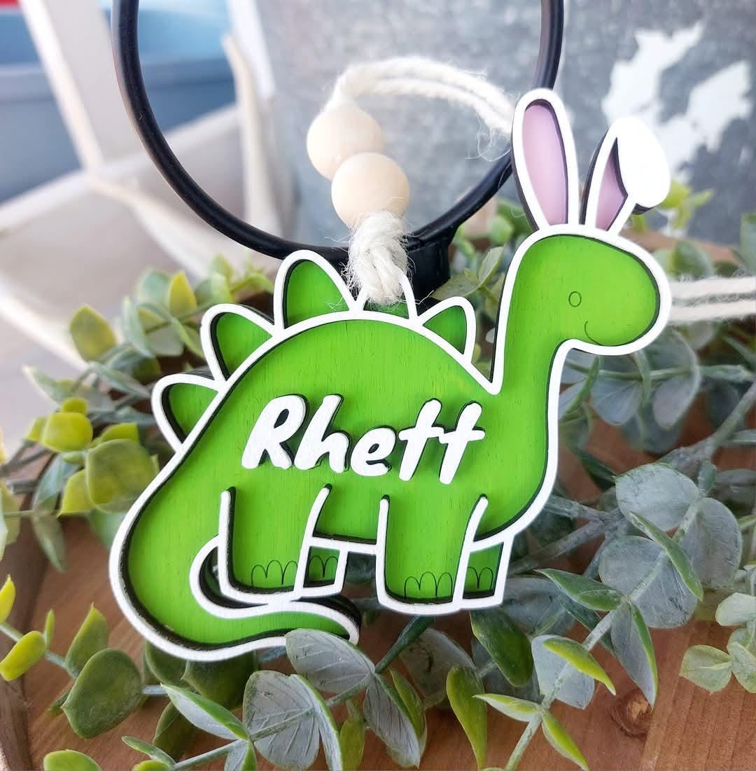 Personalized Dino Easter Tag, Dinosaur Easter Tag, Easter Tag - Etsy