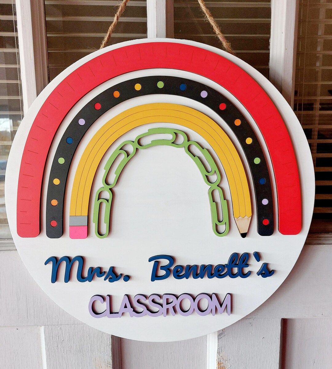 Rainbow Pencil Teacher Door Hanger: 3D Classroom Decor - Etsy