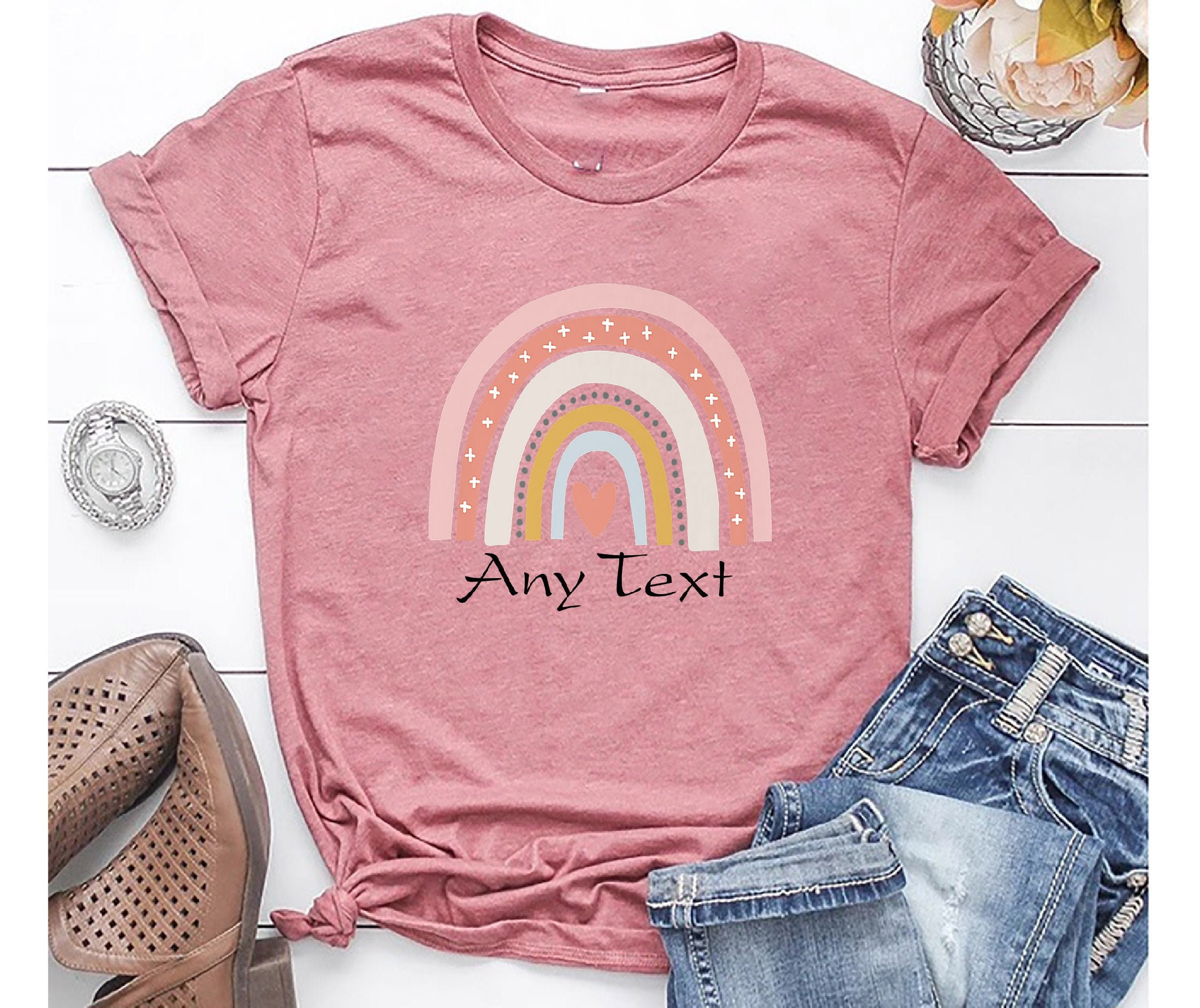 Personalized Rainbow Shirt. Custom Boho Rainbow Shirt Custom | Etsy