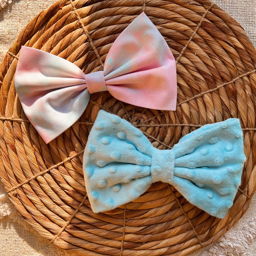 Pastel Tie Dye, Blue Fuzzy, Textured Over the Collar Bow Ties for Pets ...