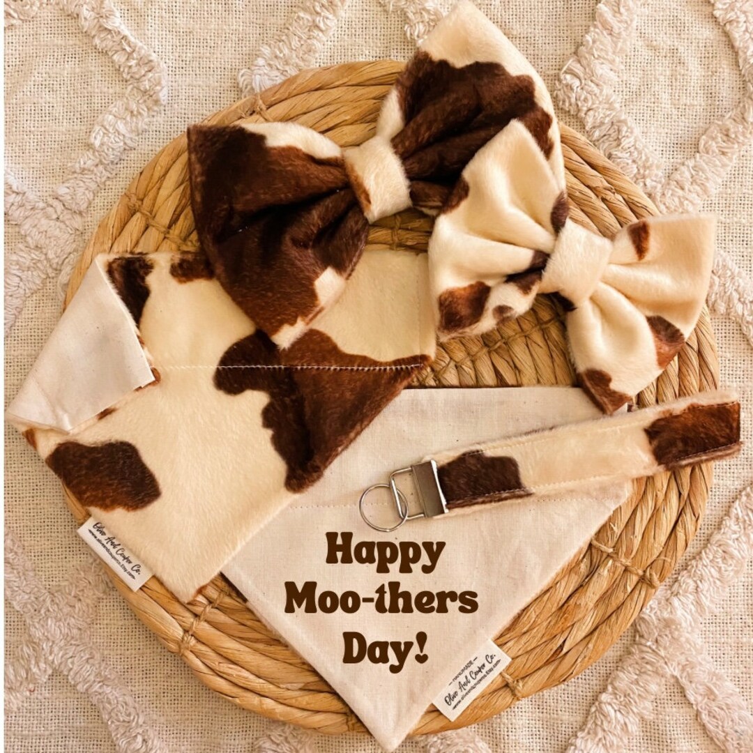 Moothers Day Bandana, Fake Cow Fur, Soft, Reversible, Over the Collar ...