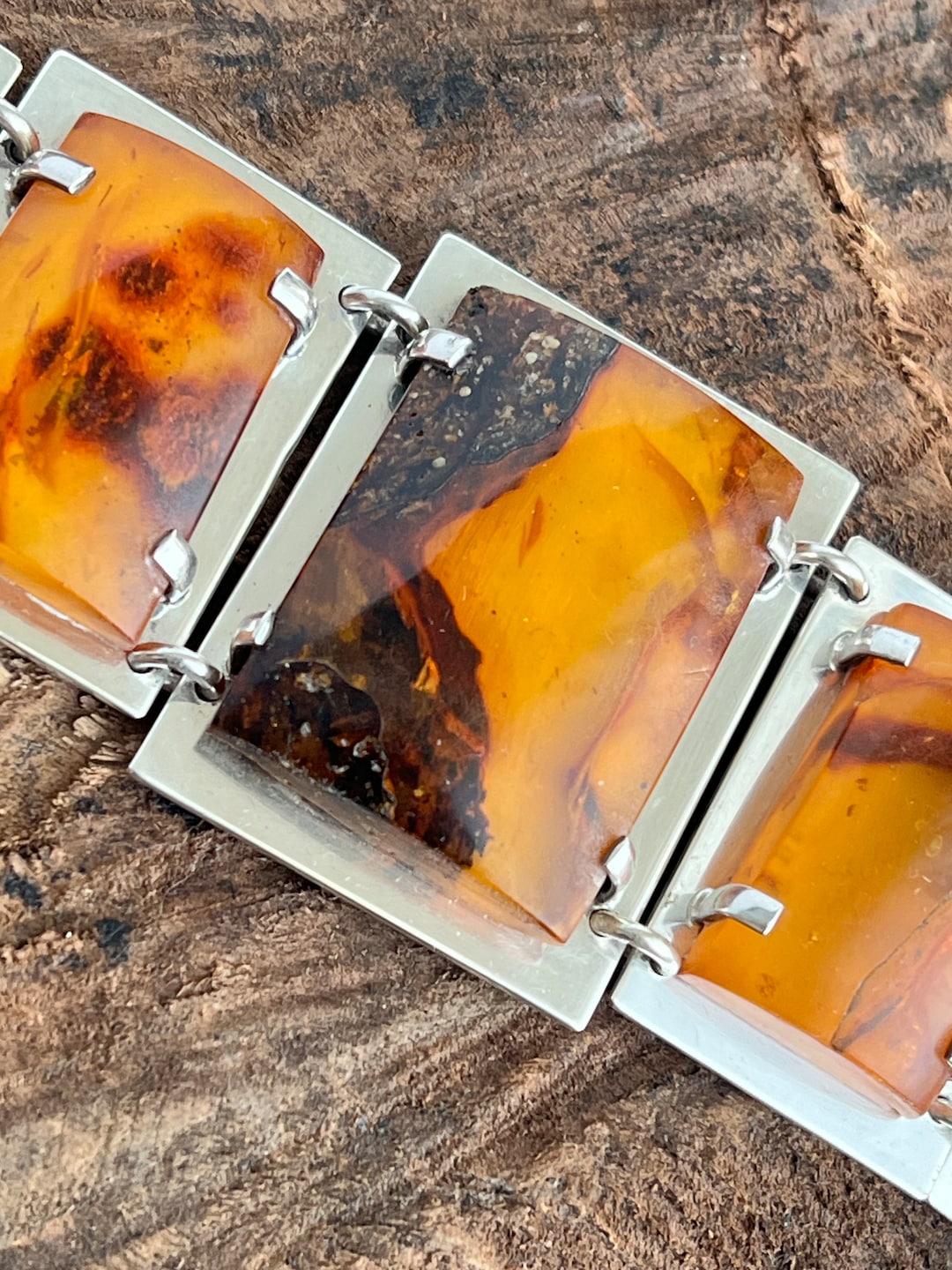 Modern Baltic Amber and Sterling Silver Bracelet - Etsy