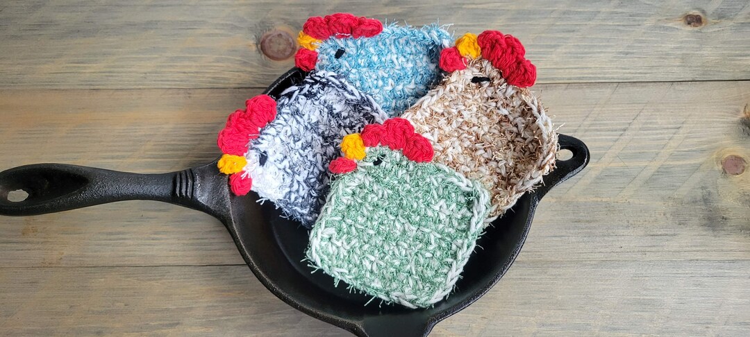 Kitchen Chicken Scrubby, Dish Scrubby, Crochet Chicken, Crazy Chicken ...
