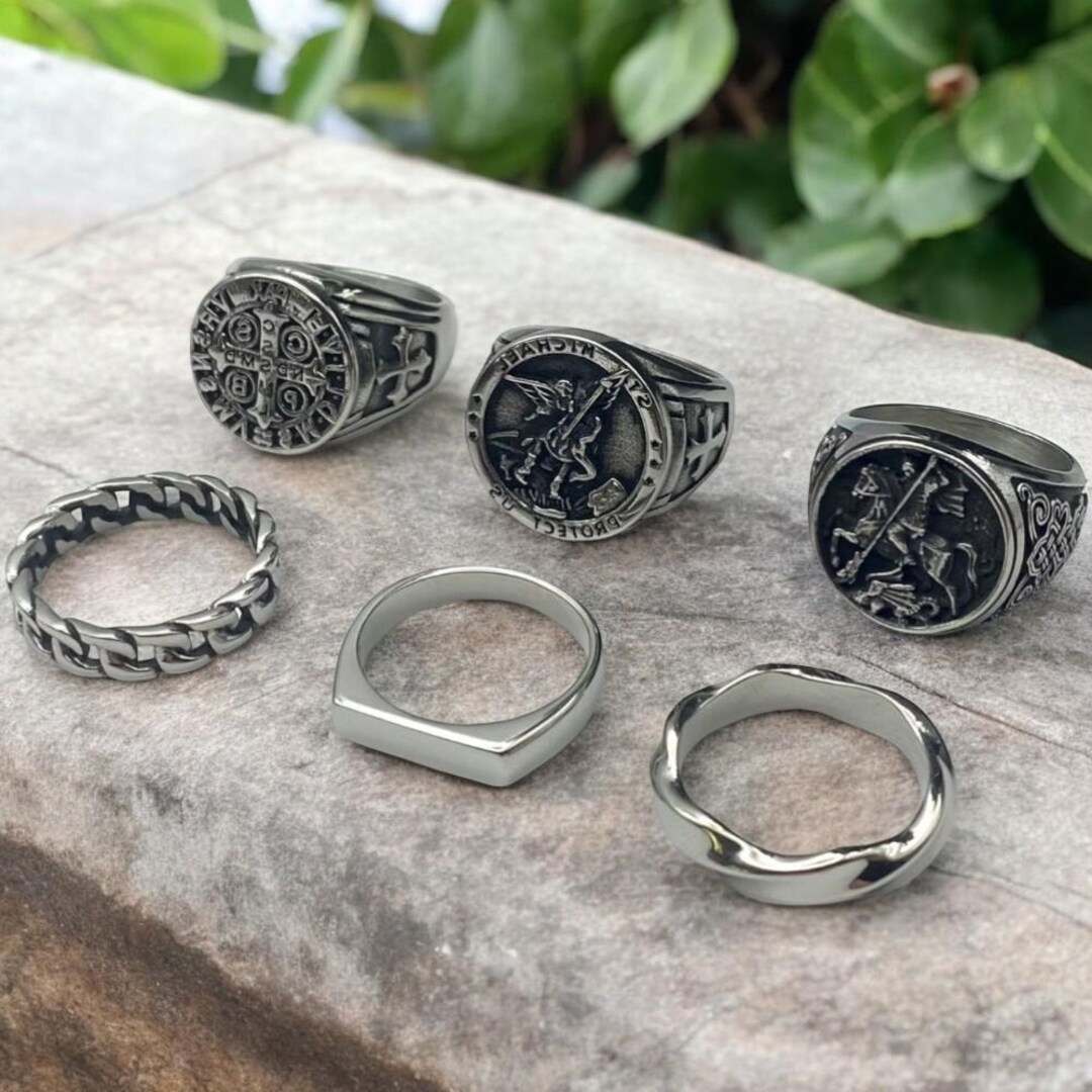 Women & Men Silver Rings, Stacking Ring, Stainless Steel Signet Rings ...