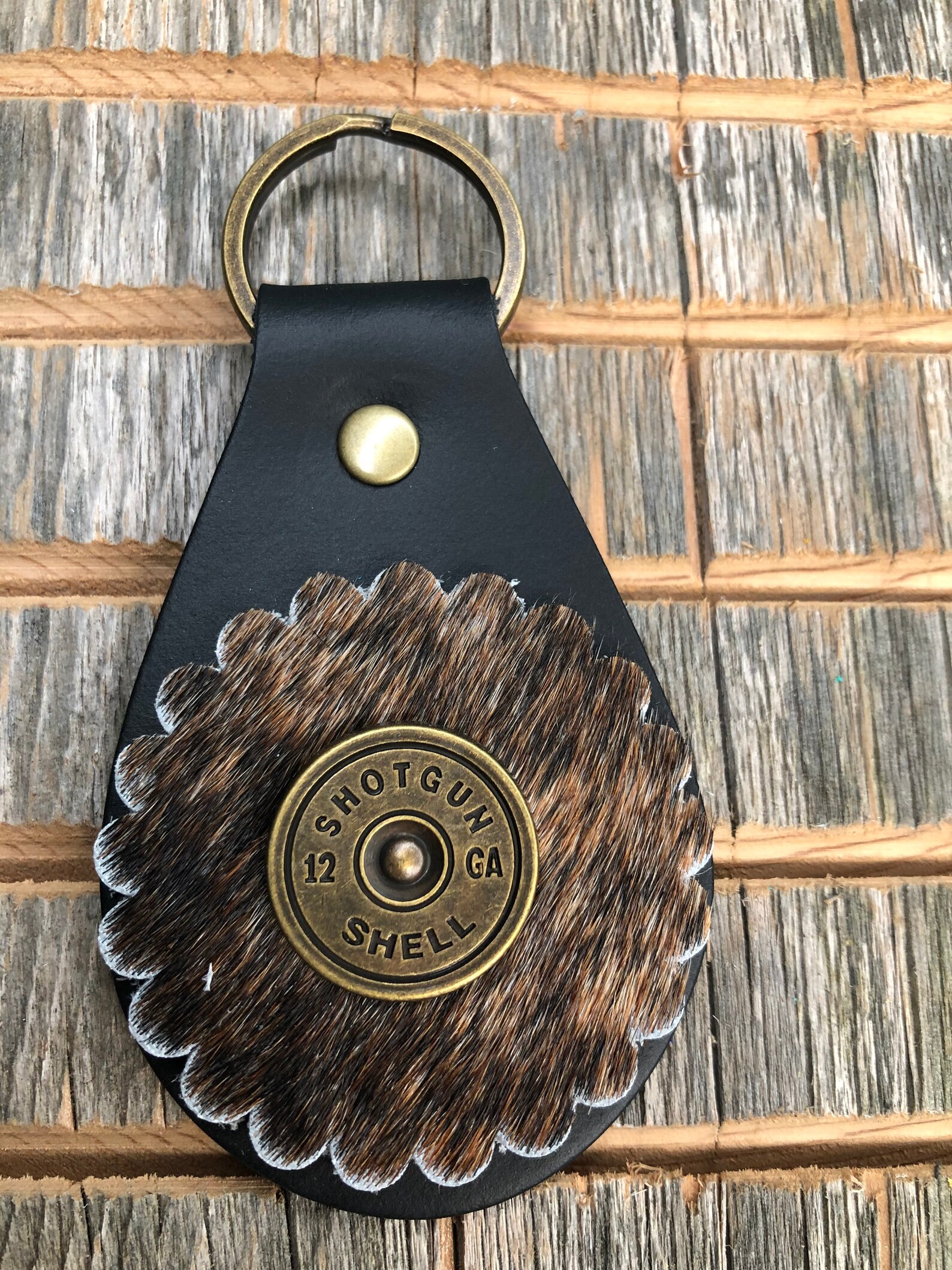 12 Gauge Shotgun Shell Concho W/hair-on Hide Rosette Keychain - Etsy