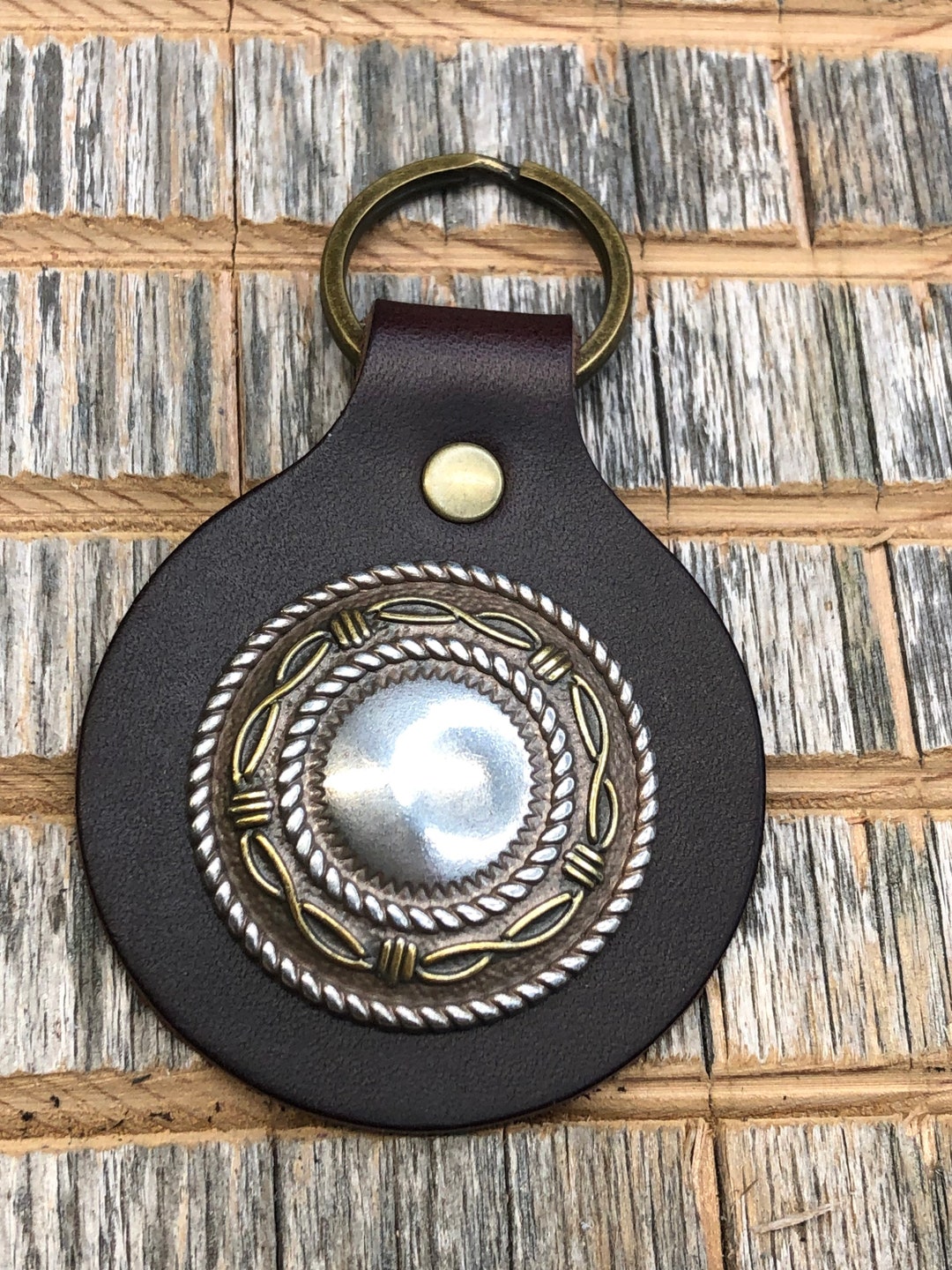 Rope Shield Concho Keychain - Etsy