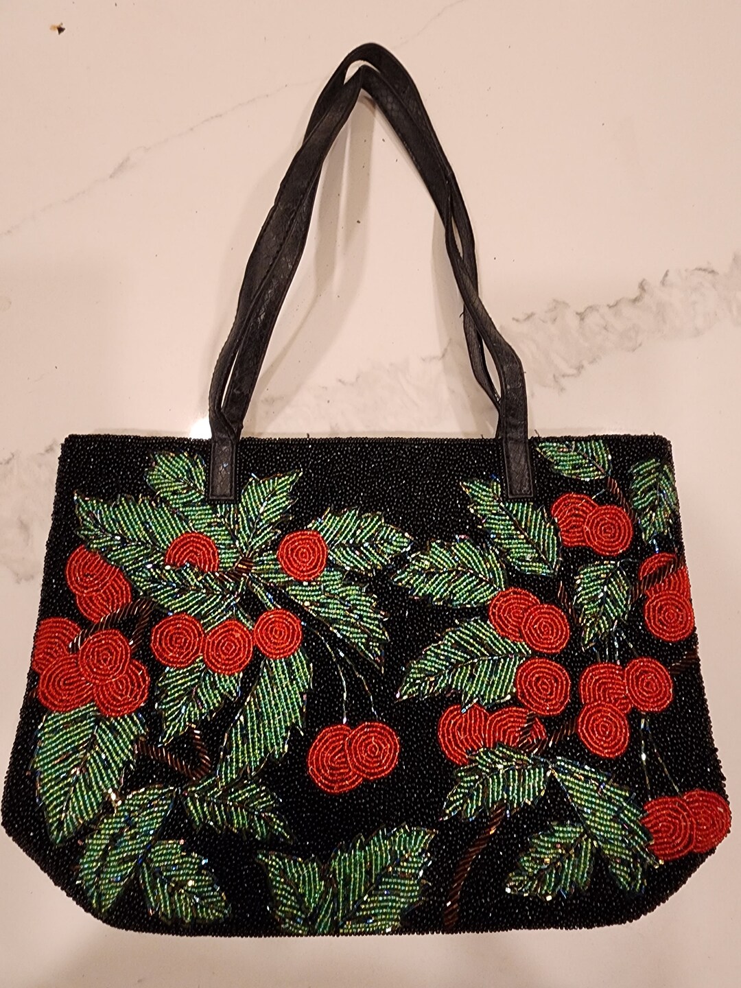 1960s Black Beaded Holly Berry Handbag - Etsy