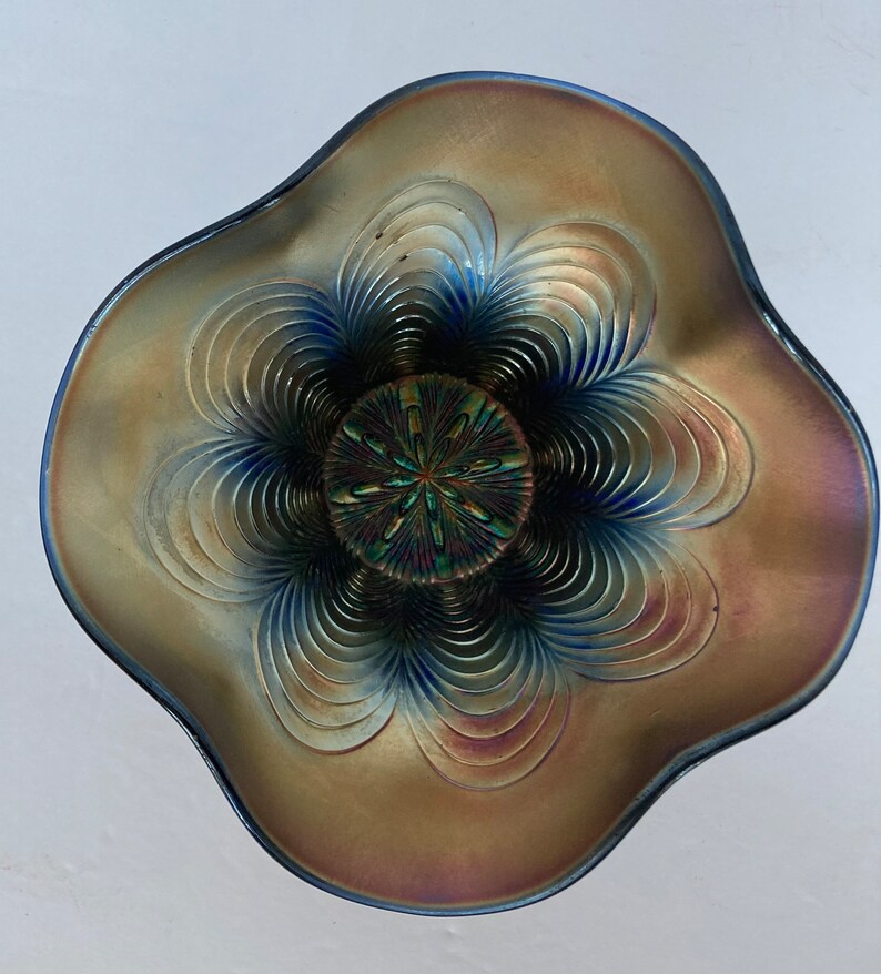 Vintage Carnival Glass Dish - Etsy