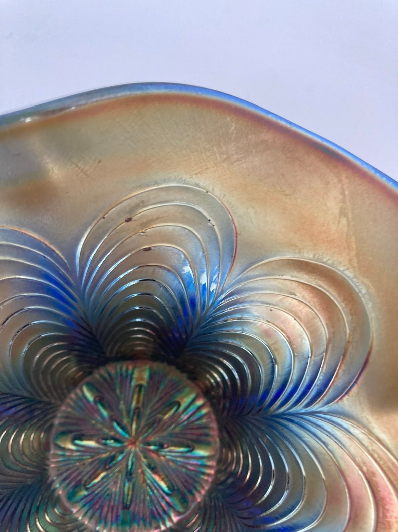 Vintage Carnival Glass Dish - Etsy