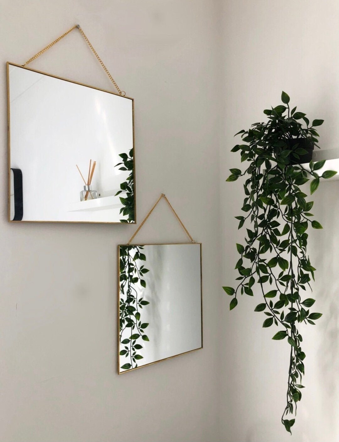 Gold Square Wall Mirror Art Deco Hanging Mirror Bohemian Home Decor ...