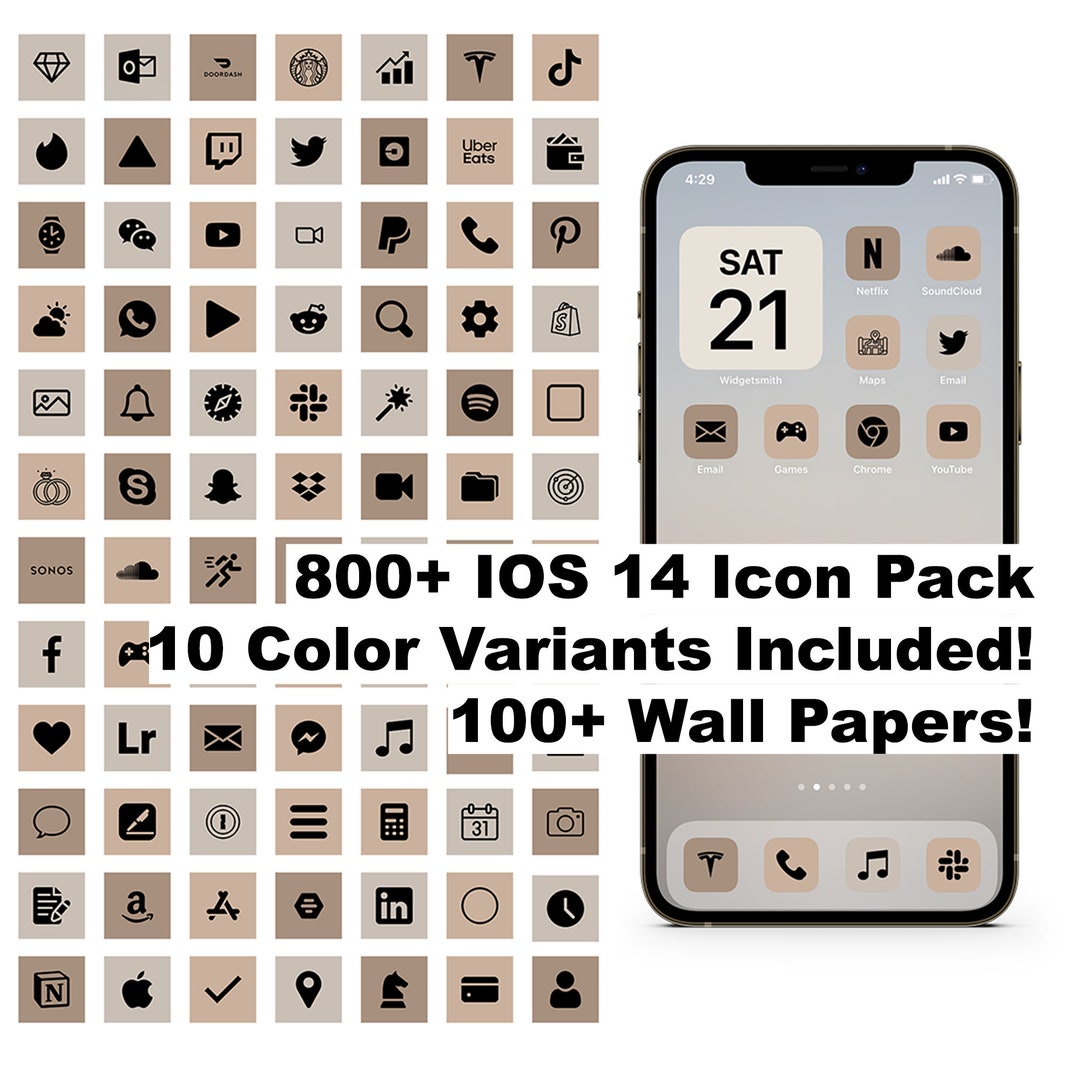 Más de 800 IOS 14 Icon Pack Marrón / Neutral 10 Variantes - Etsy España