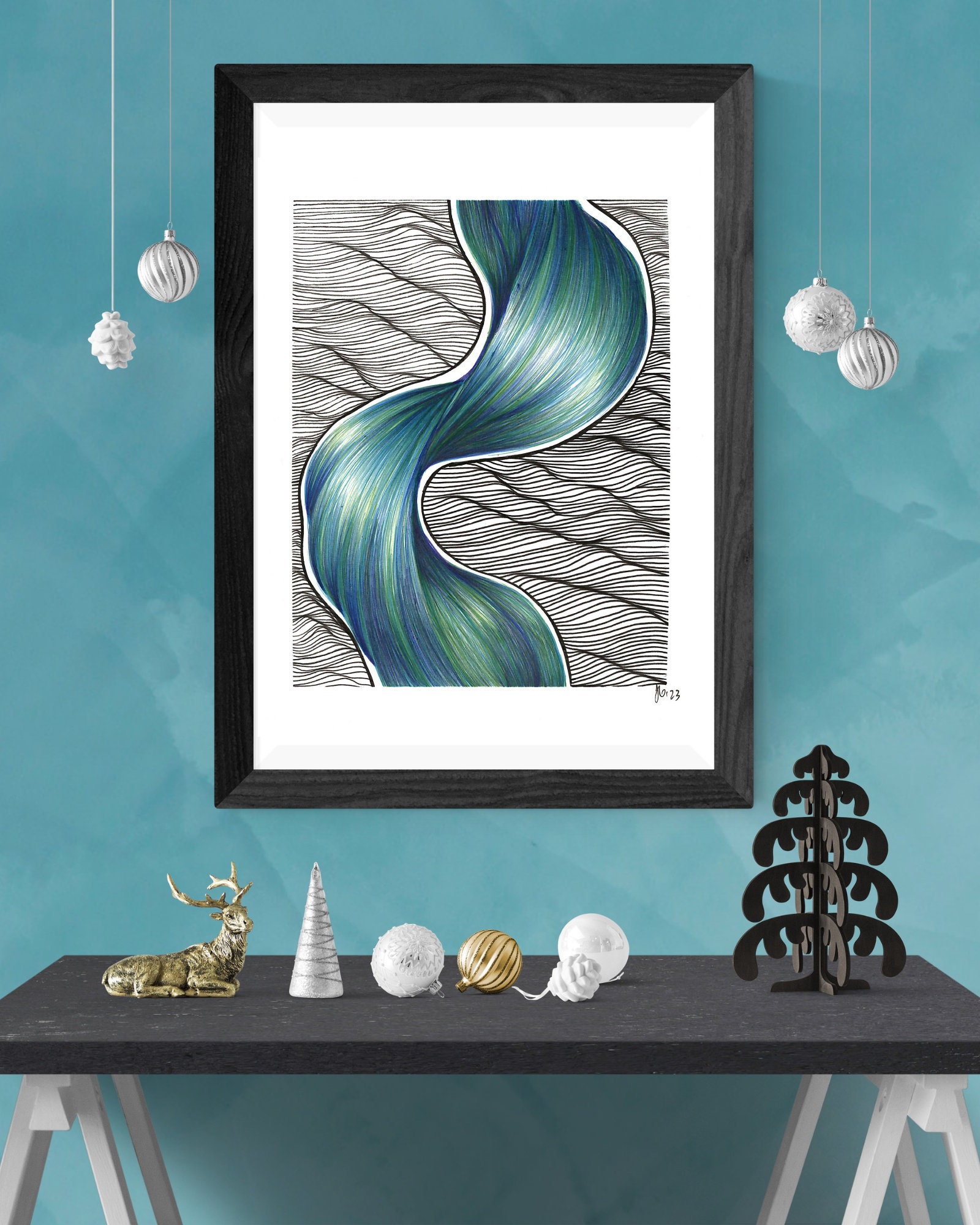 Abstract Art Print, Water Line Art, Tangled Line Print, Wall Art Prints ...