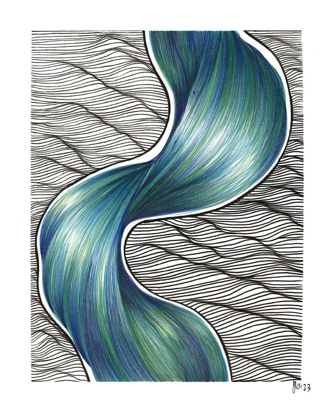 Abstract Art Print, Water Line Art, Tangled Line Print, Wall Art Prints ...